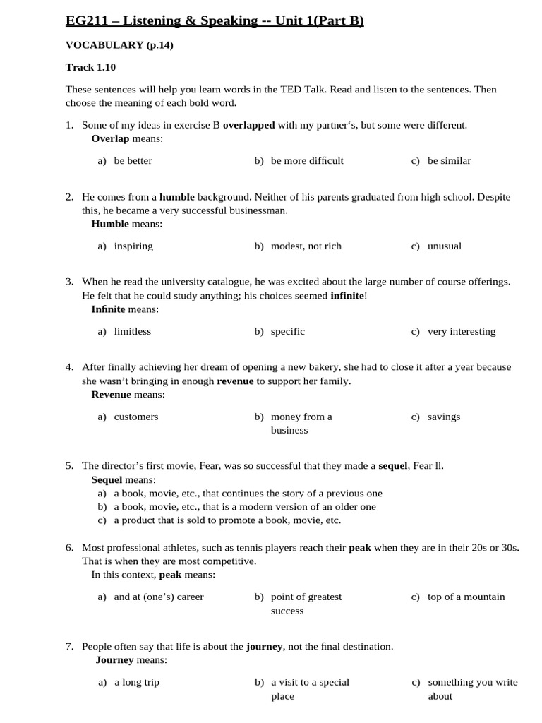 EG211 Worksheet Unit 1 Part B | PDF | Social Science | Language Arts & Discipline