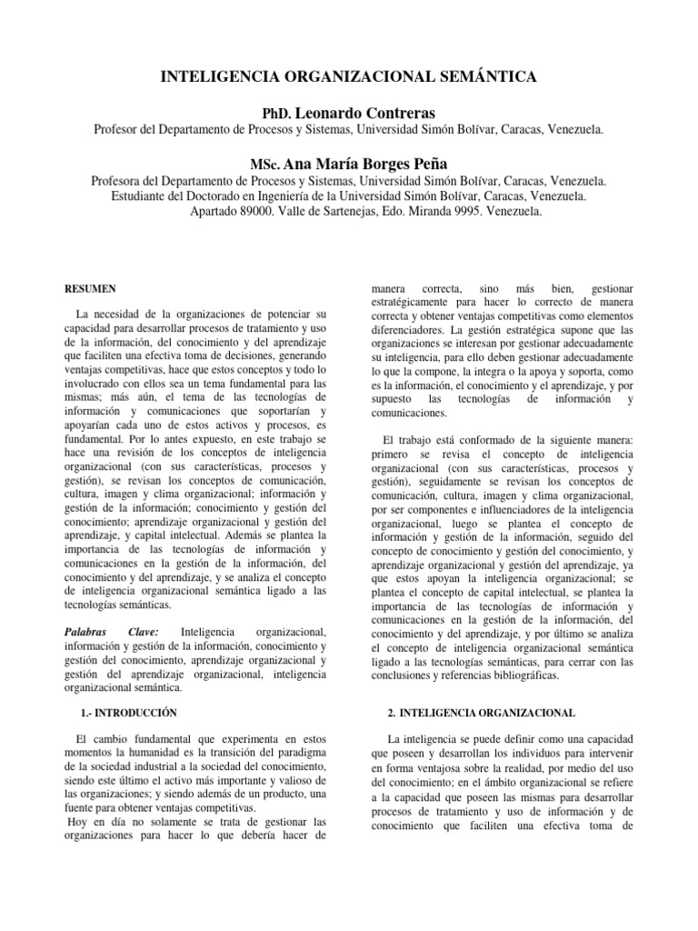 Inteligencia Organizacional Semántica | PDF | Conocimiento | Aprendizaje