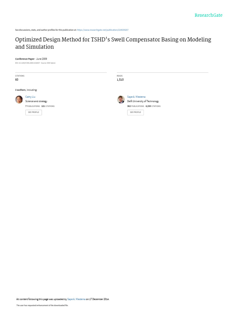 Optimized Design For TSHDs Swell Compensator | PDF | Dredging | Friction
