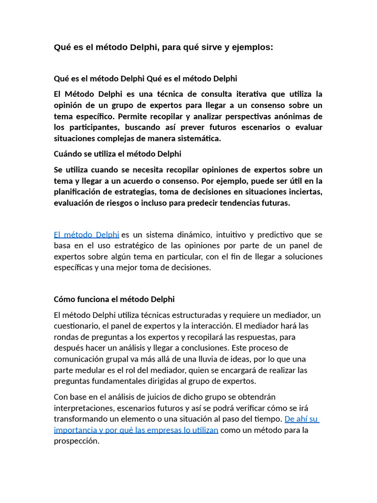 Qué Es El Método Delphi | PDF | Cuestionario | Rand Corporation