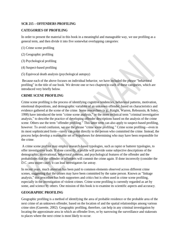 Categories of Profiling | PDF | Offender Profiling | Crimes
