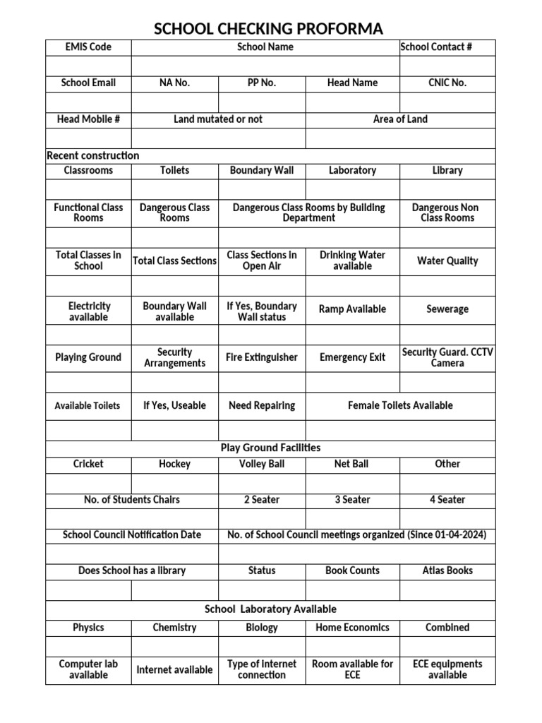 School Checking Proforma | PDF
