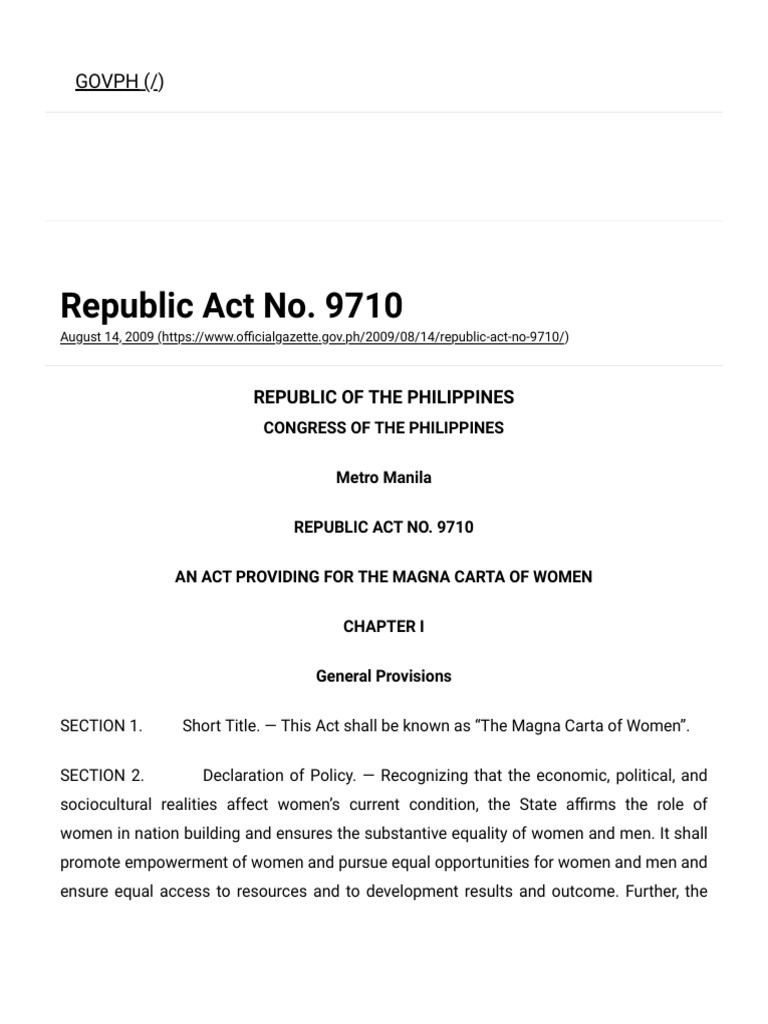 Republic Act No. 9710 Official Gazette of The Republic of The ...
