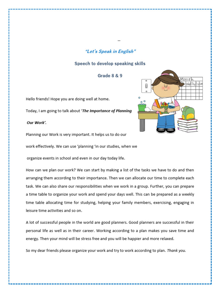 Grade 8,9 Speech-3 | PDF