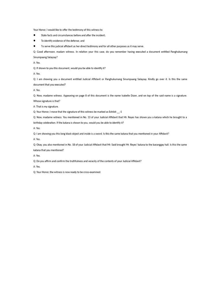 Sample Script For Direct Examination | PDF