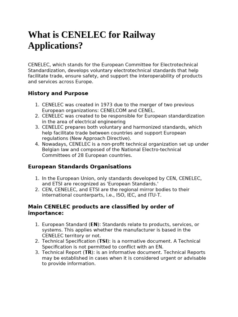 CENELEC Standards for Railways | PDF | Standardization | Electromagnetic Compatibility