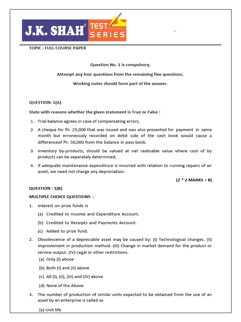 FJP 2401 Accounts - Question Paper. | PDF | Debits And Credits | Expense