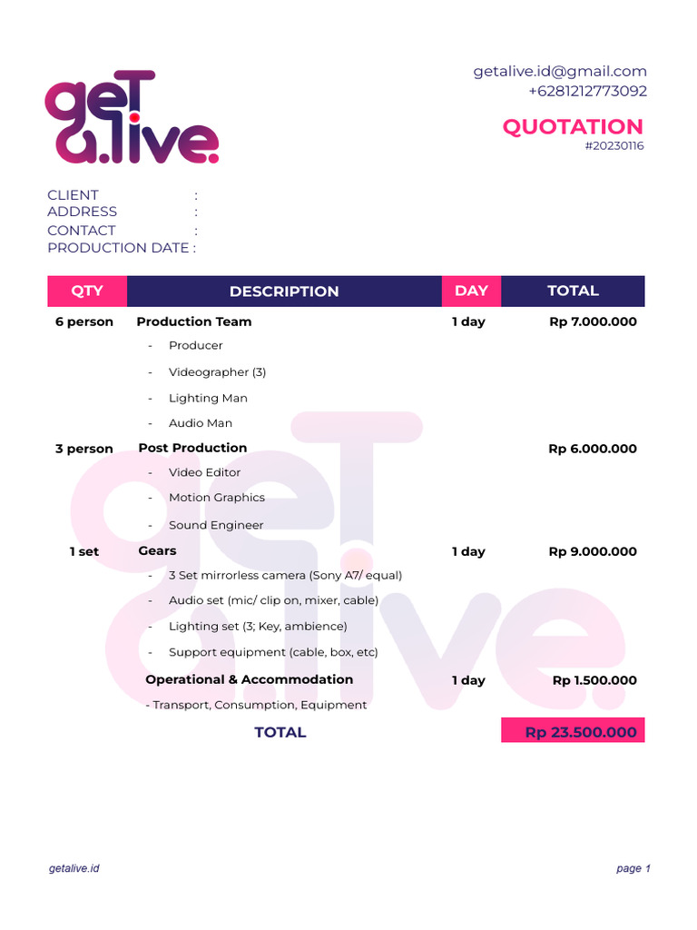 Contoh Quotation - Getalive - Id | PDF | Computers
