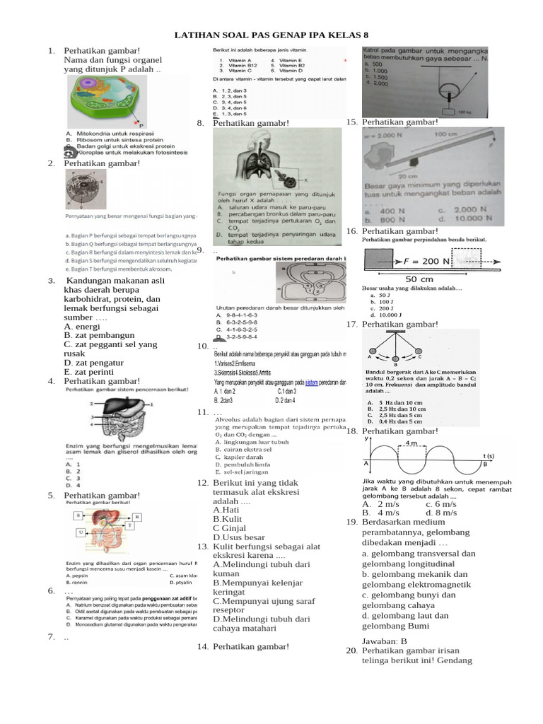 LATIHAN SOAL PAS GENAP IPA KELAS 8 Siswa | PDF
