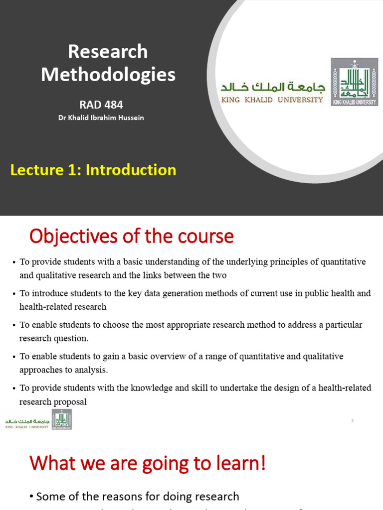 Lecture 1 Introduction | PDF | Methodology | Qualitative Research