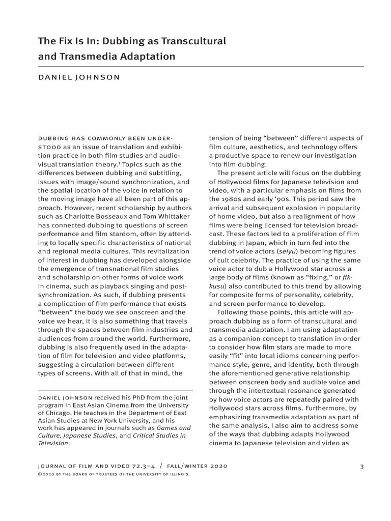 The Fix Is in Dubbing As Transcultural A | PDF