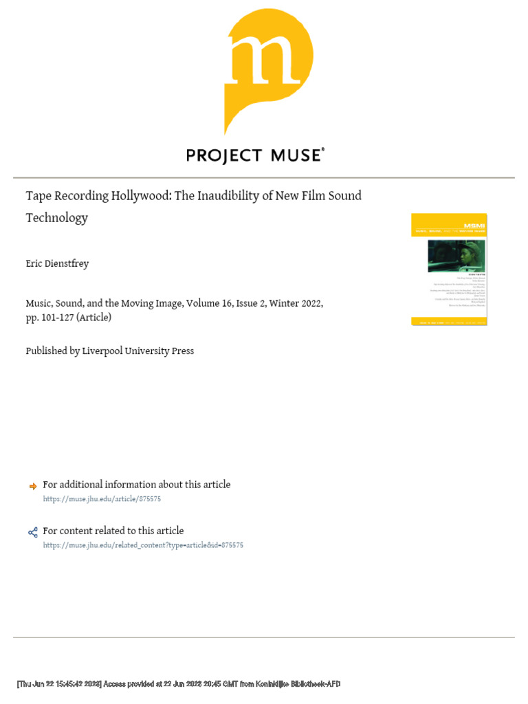 Hollywood's Magnetic Recording Era | PDF | Tape Recorder | Sound ...