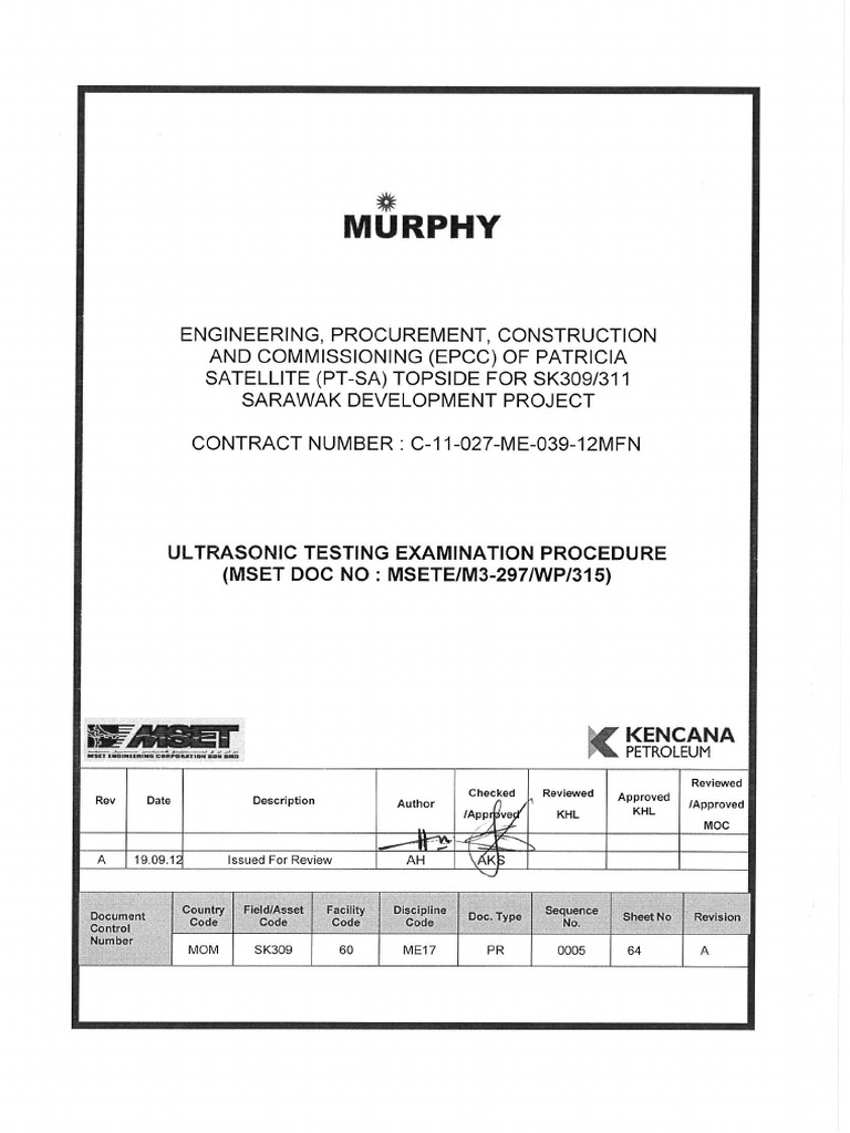 Mom Sk309 60 Me17 Pr 0005 64 a Ultrasonic Testing Examination Procedure ...