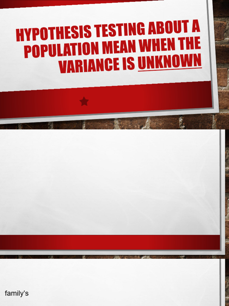 4.3 Population Mean Variance Is Unknown | PDF | Statistical Hypothesis ...