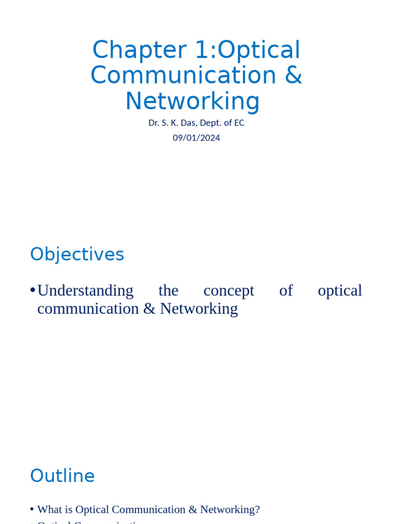 Chapter 1 Introduction OCN 1 | PDF | Wavelength Division Multiplexing | Fiber Optic Communication