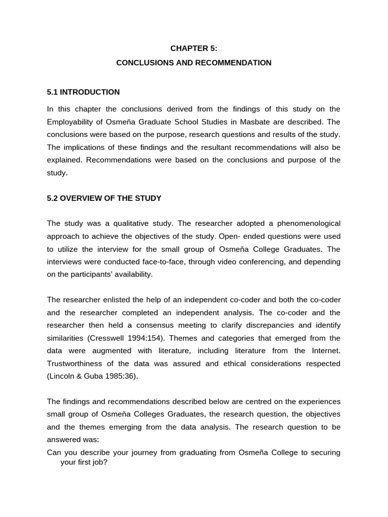 CONCLUSIONS AND RECOMMENDATION Research | PDF | Qualitative Research ... CONCLUSIONS AND RECOMMENDATION Research | PDF | Qualitative Research ...