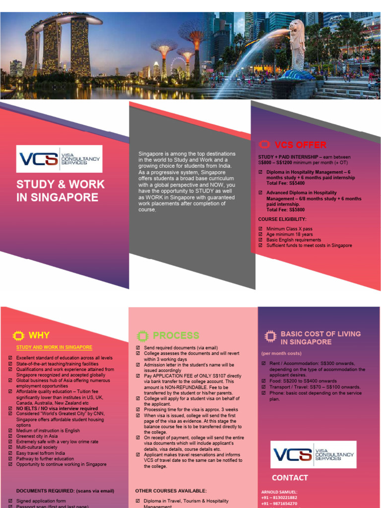 VCS - Study + Work in Singapore | PDF | Cost Of Living | Internship