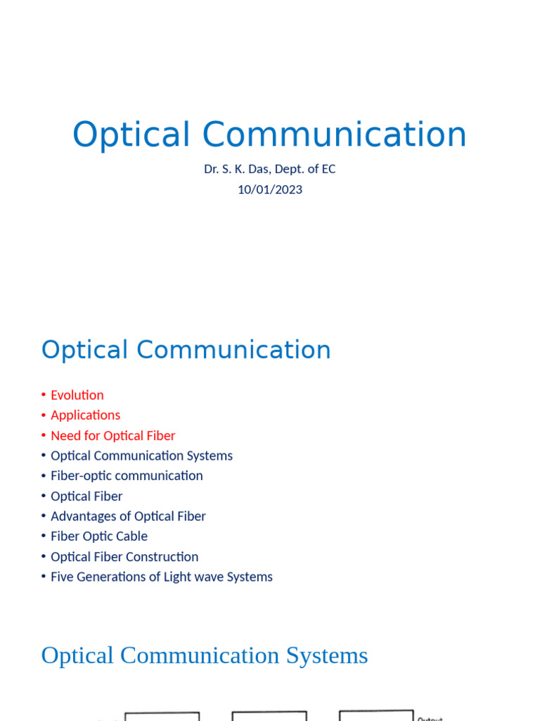 Chapter 1 Introduction OCN 2 | PDF | Optical Fiber | Communications System
