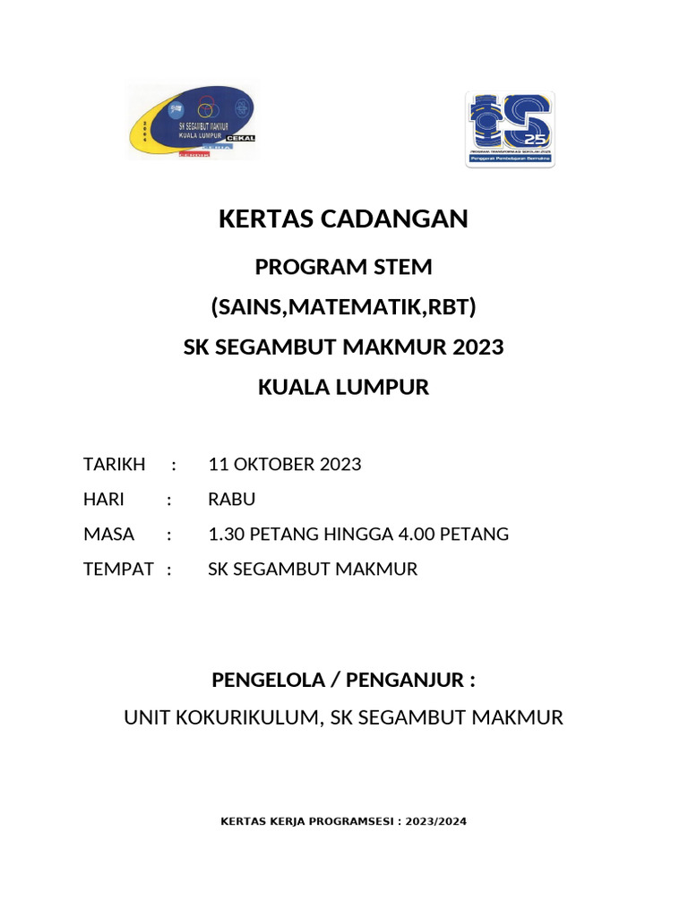 Kertas Kerja Program Stem | PDF