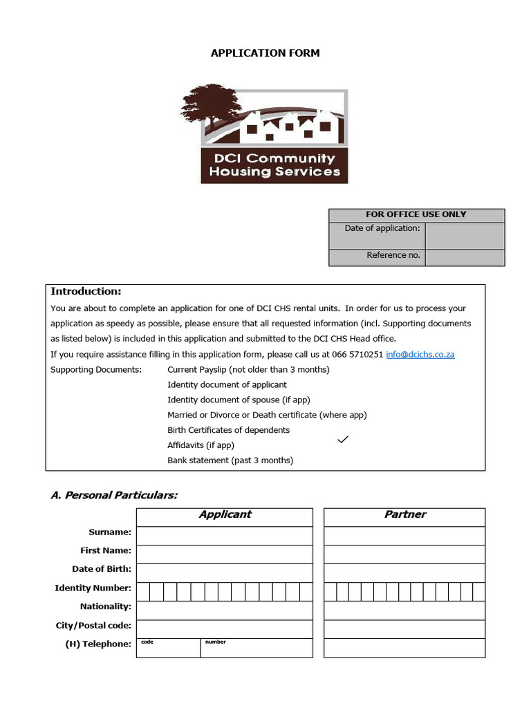 DCICHSTenant Application Form 2023 | PDF | Pension