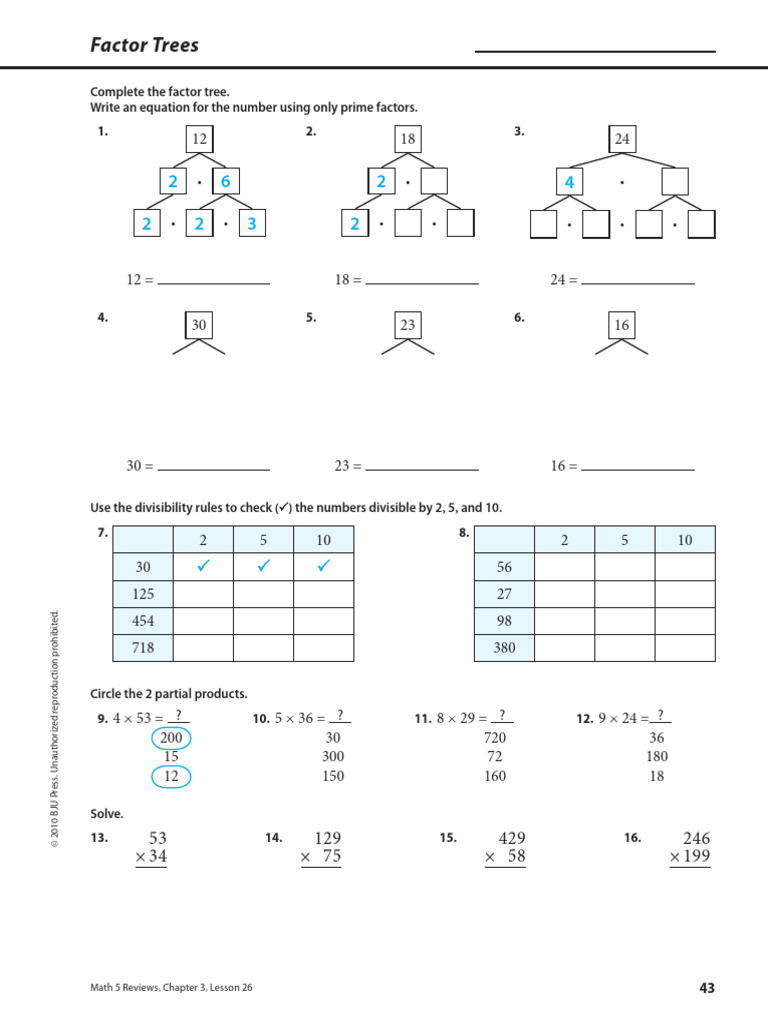 Math 5 Factor Tree - Review | PDF | Orange (Fruit) | Lime (Fruit)