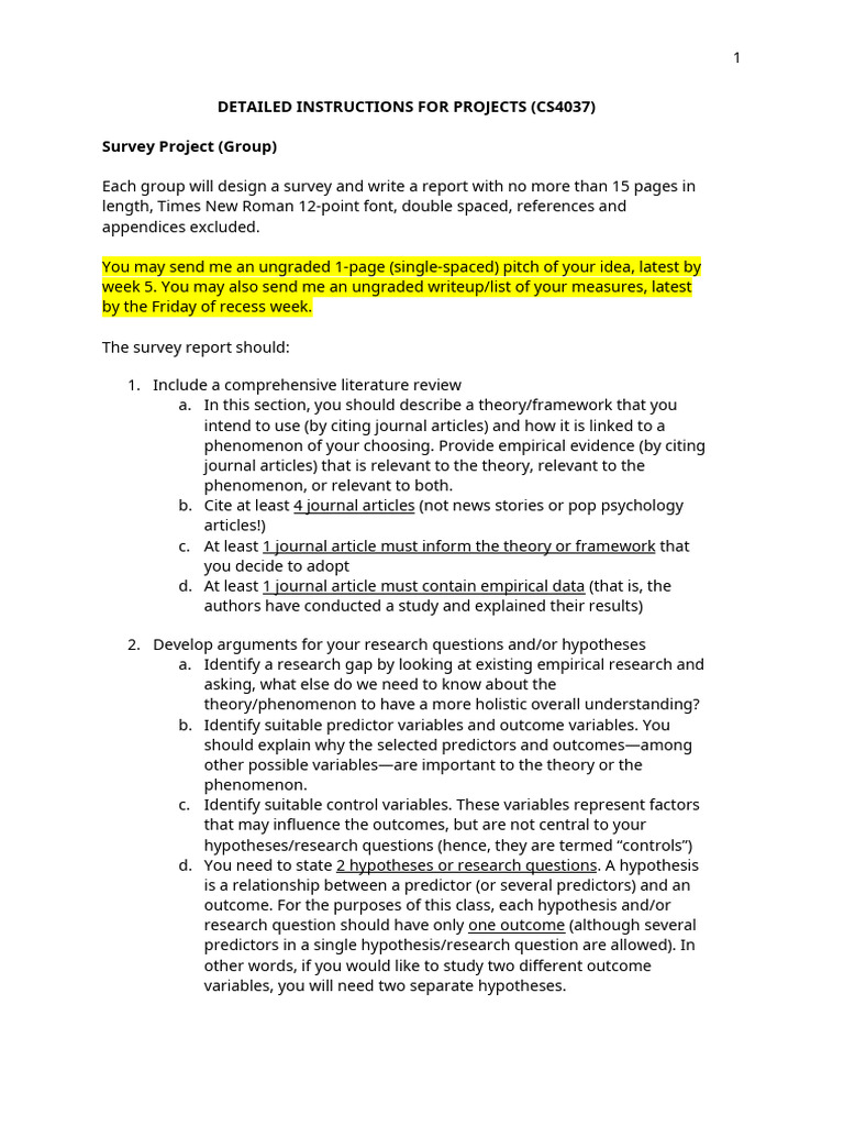 Detailed Instructions for Projects CS4037 S1 24-25 | PDF | Survey Methodology | Dependent And ...