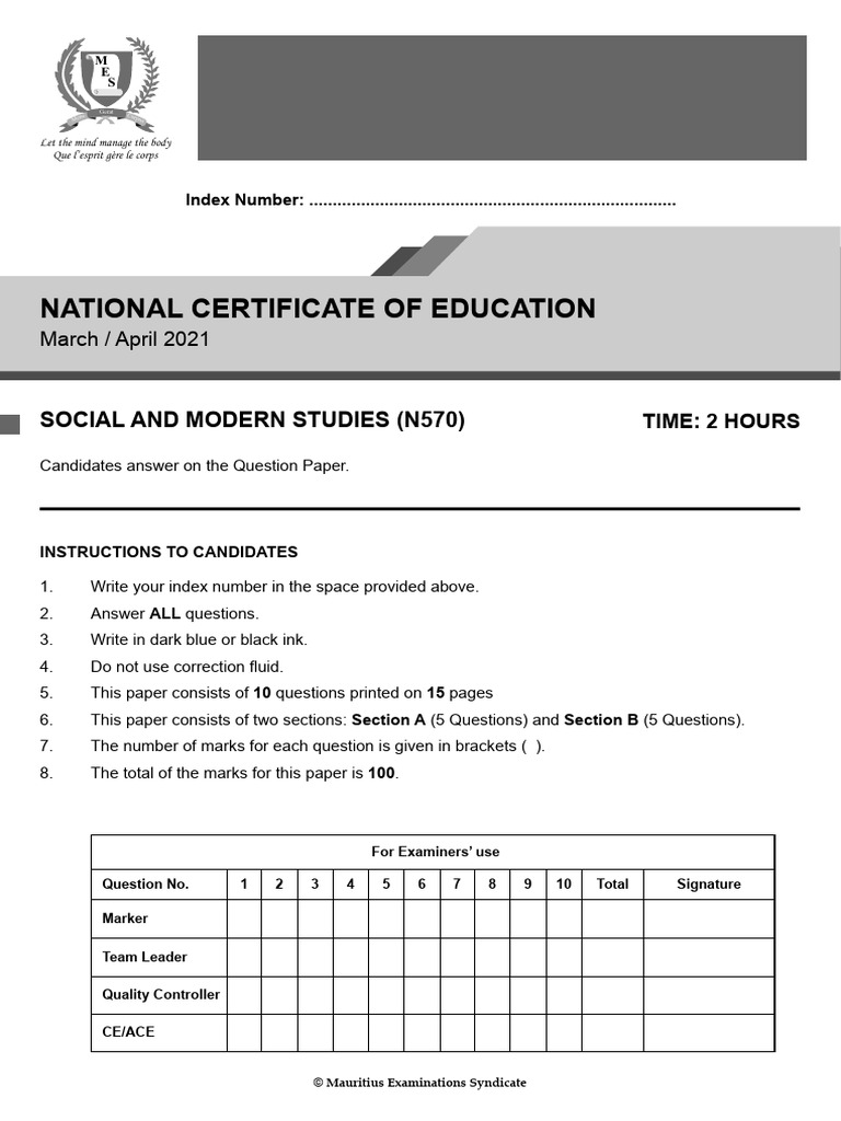 Social and Modern Studies 1 | PDF | Mauritius | Economies