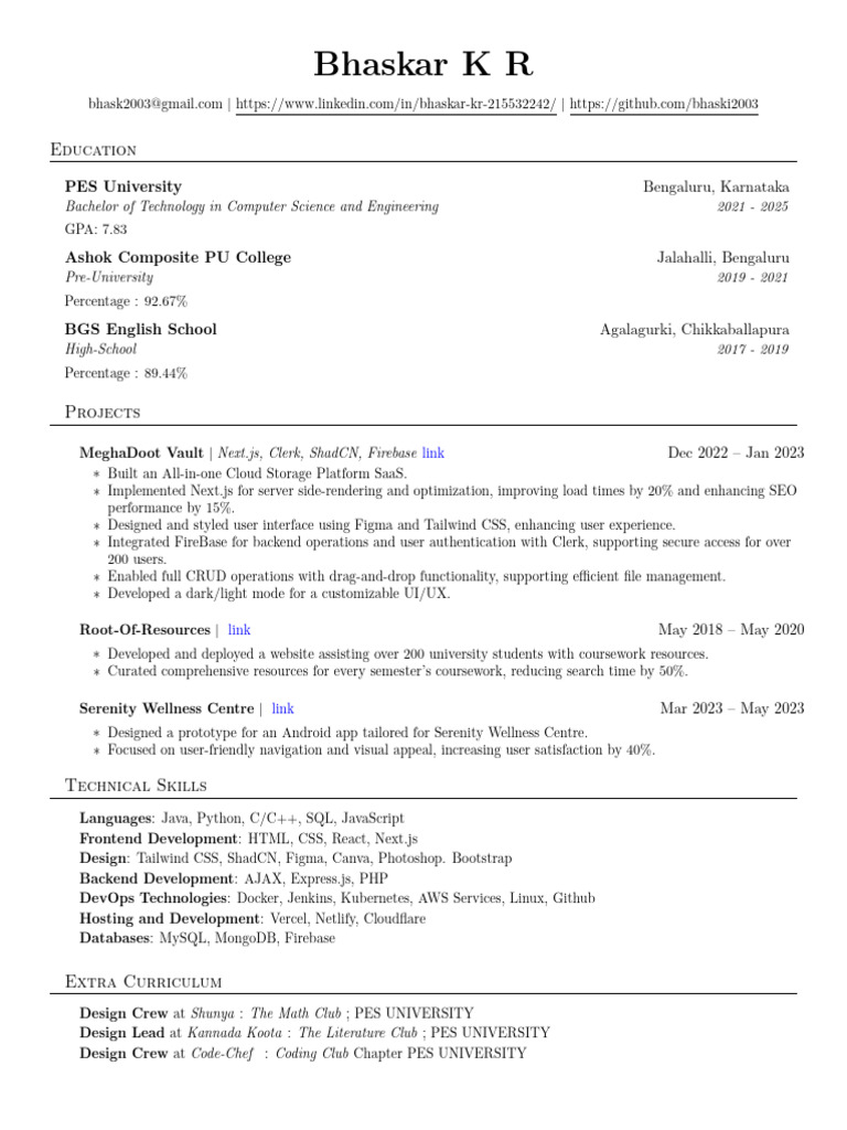 Bhaskar K R | PDF | My Sql | Software