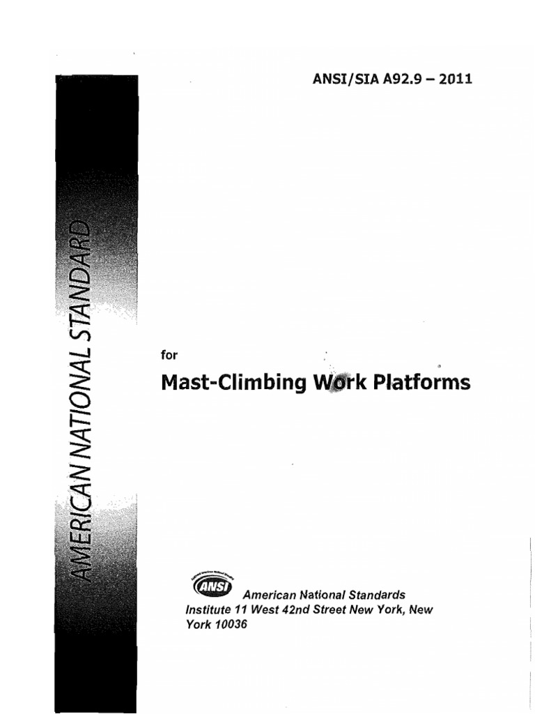 ANSI A92.9-2011 Mast-Climbing-Work-Platforms - Original | PDF