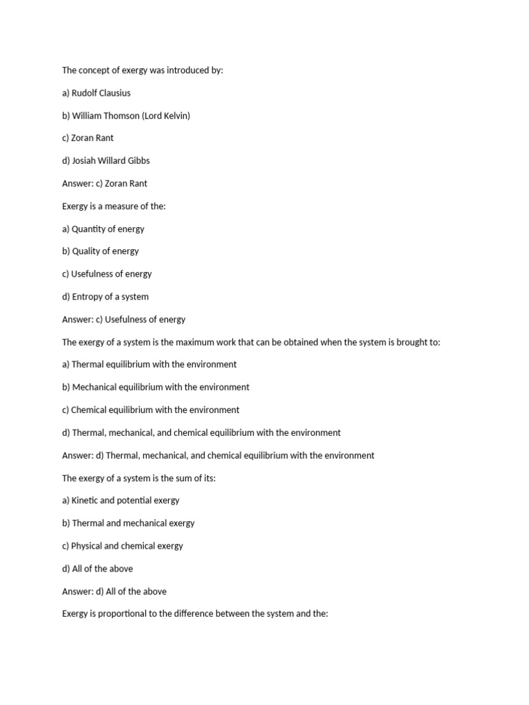 The Concept of Exergy Was Introduced by | PDF | Exergy | Heat Pump