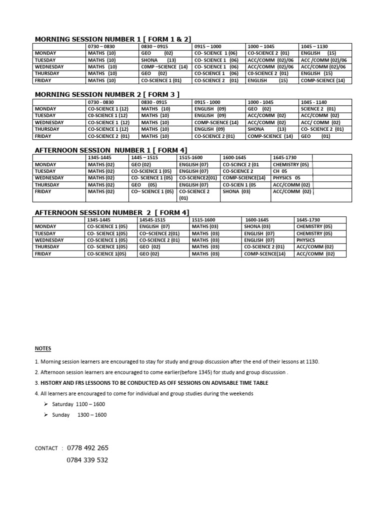 August 2024 Vacation SCH Timetable RVWD | PDF