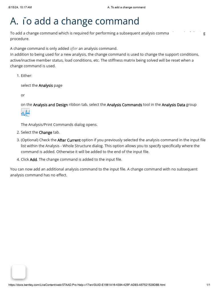 A. To add a change command | PDF