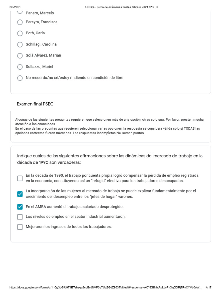 Exámenes finales PSEC febrero 2021 | PDF | Neoliberalismo | Desempleo