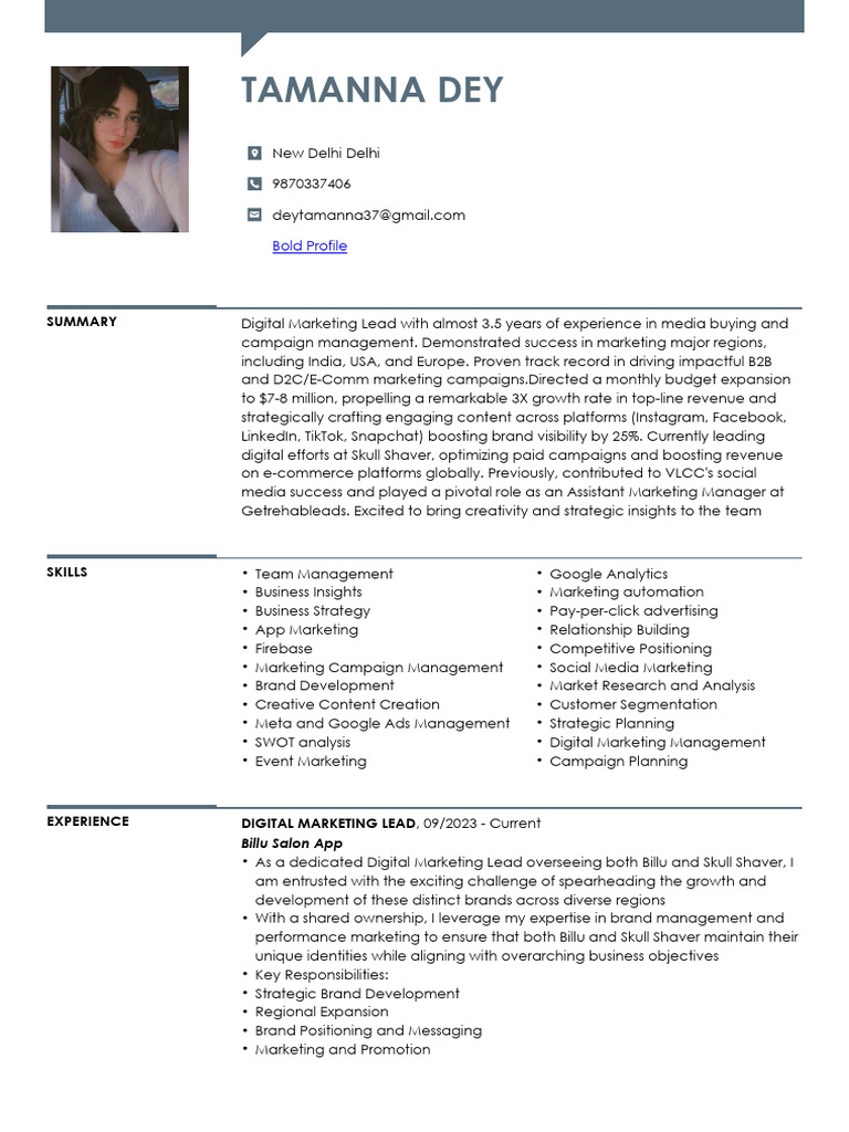 Tamanna Dey Resume (1) | PDF | Digital Marketing | Marketing