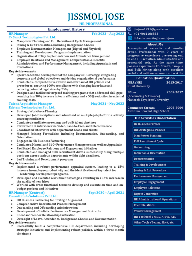 Resume HR | PDF | Human Resources | Recruitment