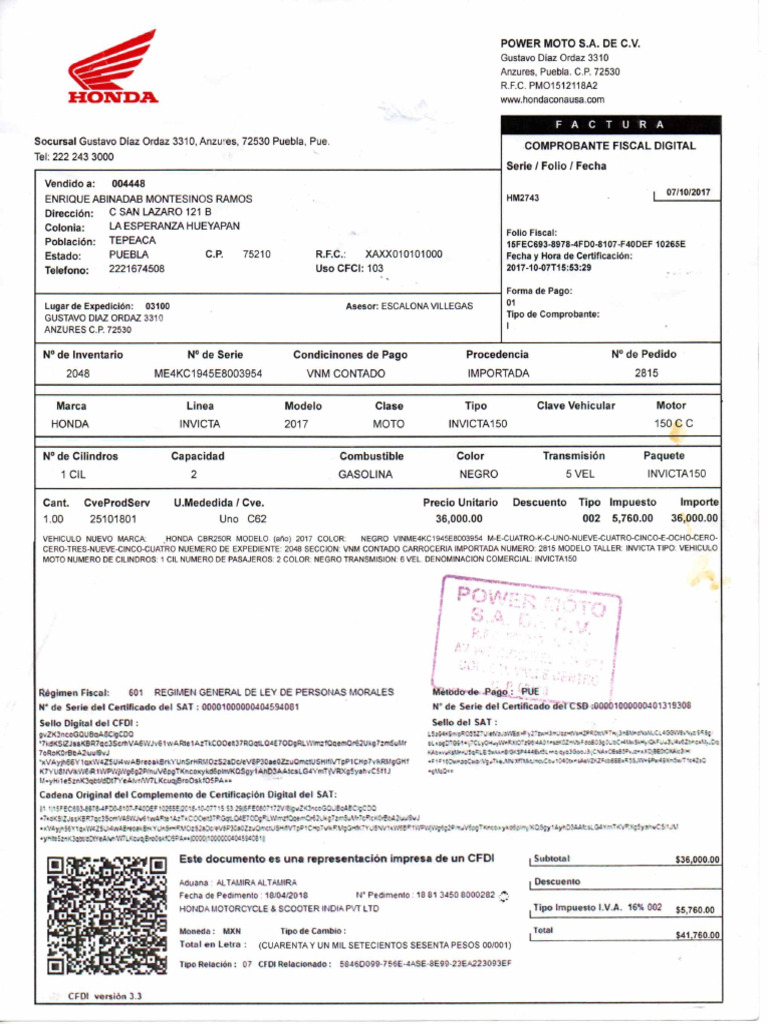 Honda Invicta 2017 | PDF