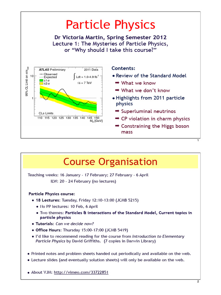 PP Lecture 1 | PDF | Standard Model | Elementary Particle