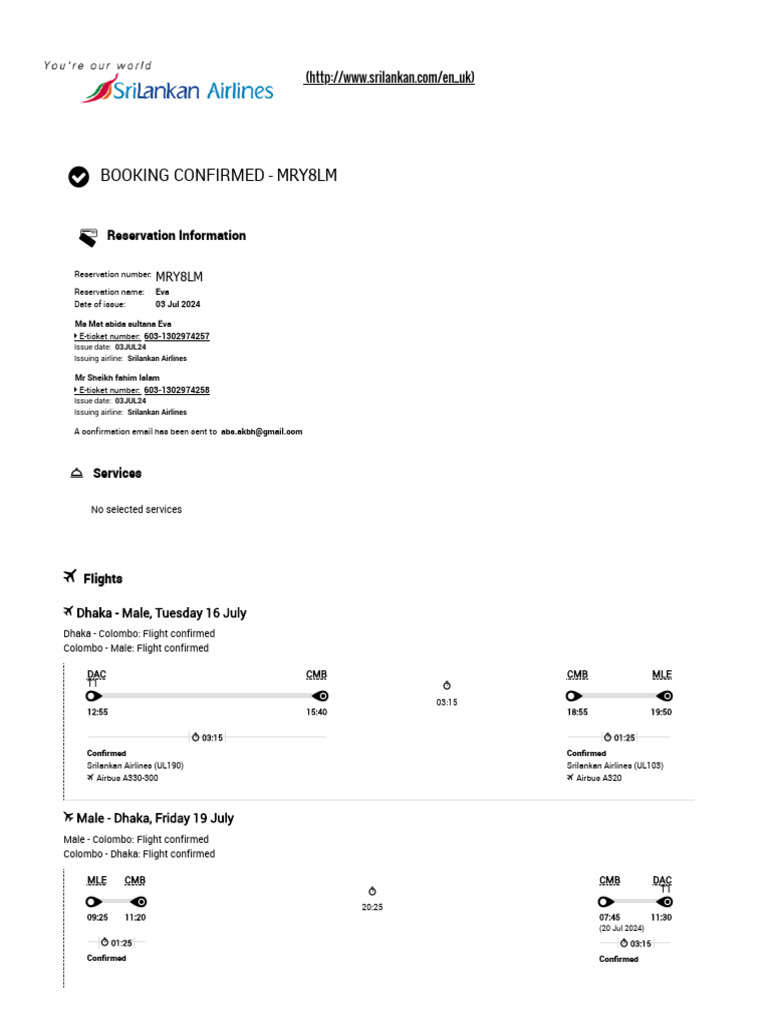 SriLankan Airlines - Reservation | PDF | Frequent Flyer Program | Civil ...