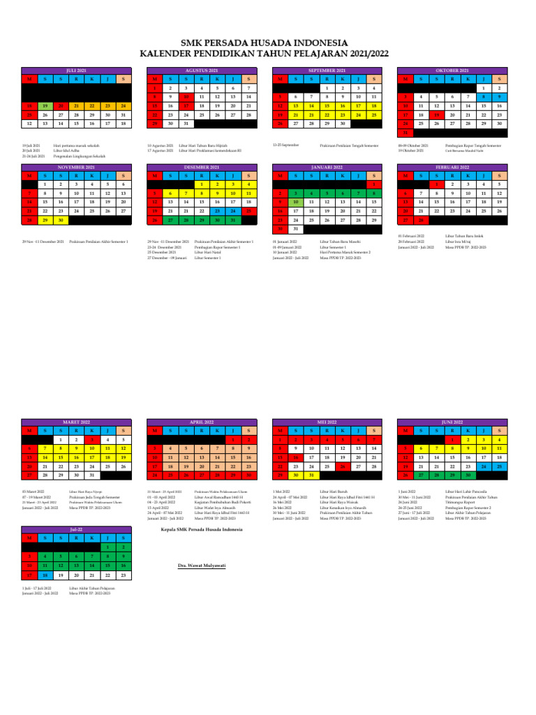 Kalender Pendidikan SMK 2021/2022 | PDF