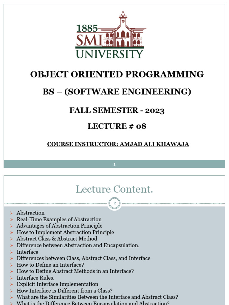 Se Oop Lecture8 Pdf Class Computer Programming Method Computer
