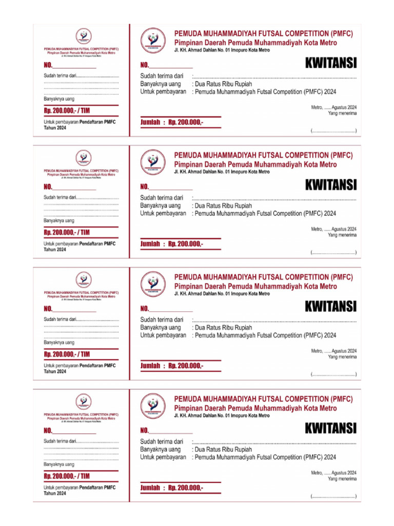 Kuitansi Pendaftaran 2024 Print | PDF