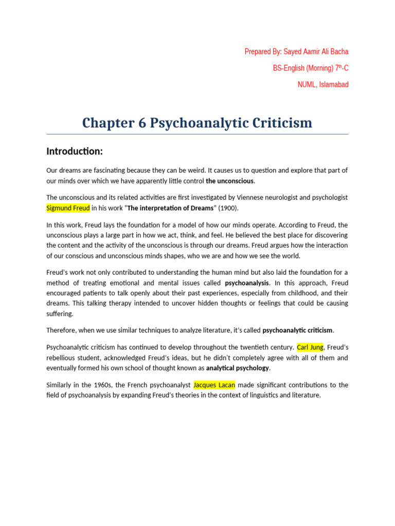 Chapter 6 Psychoanalysis | PDF | Id | Psychoanalysis