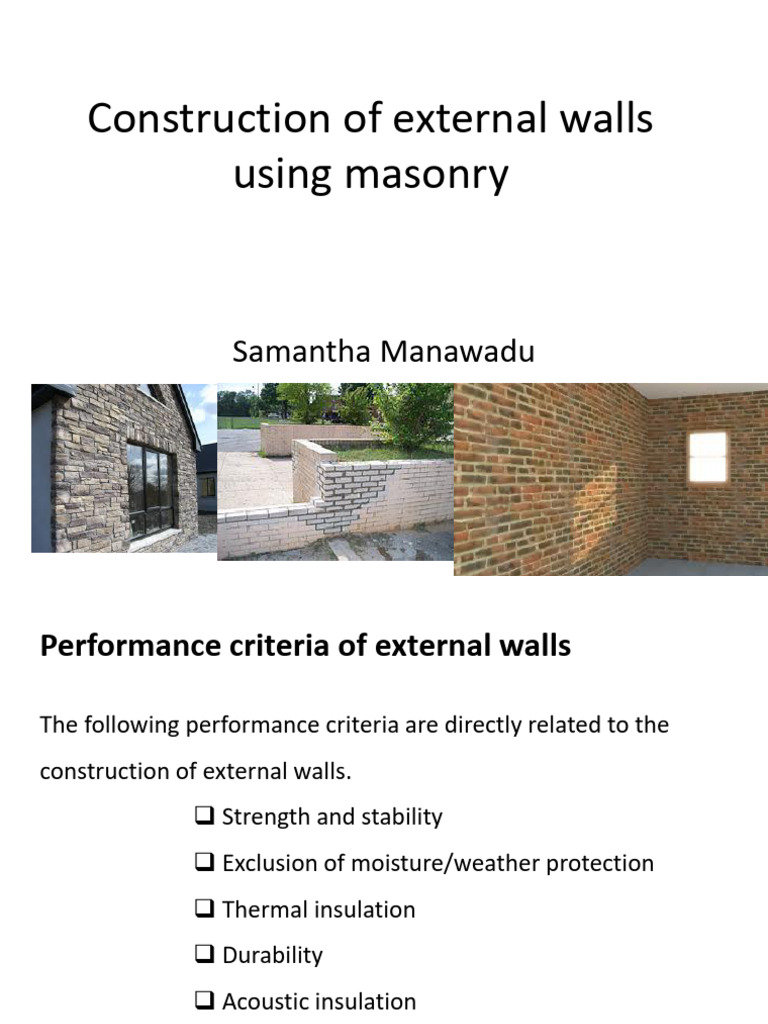 Unit 8 - Construction of external walls using masonry | PDF | Brick ...