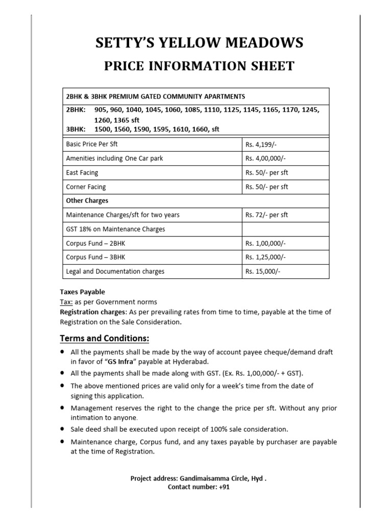 Price Sheet - G S Infra | PDF | Cheque | Payments