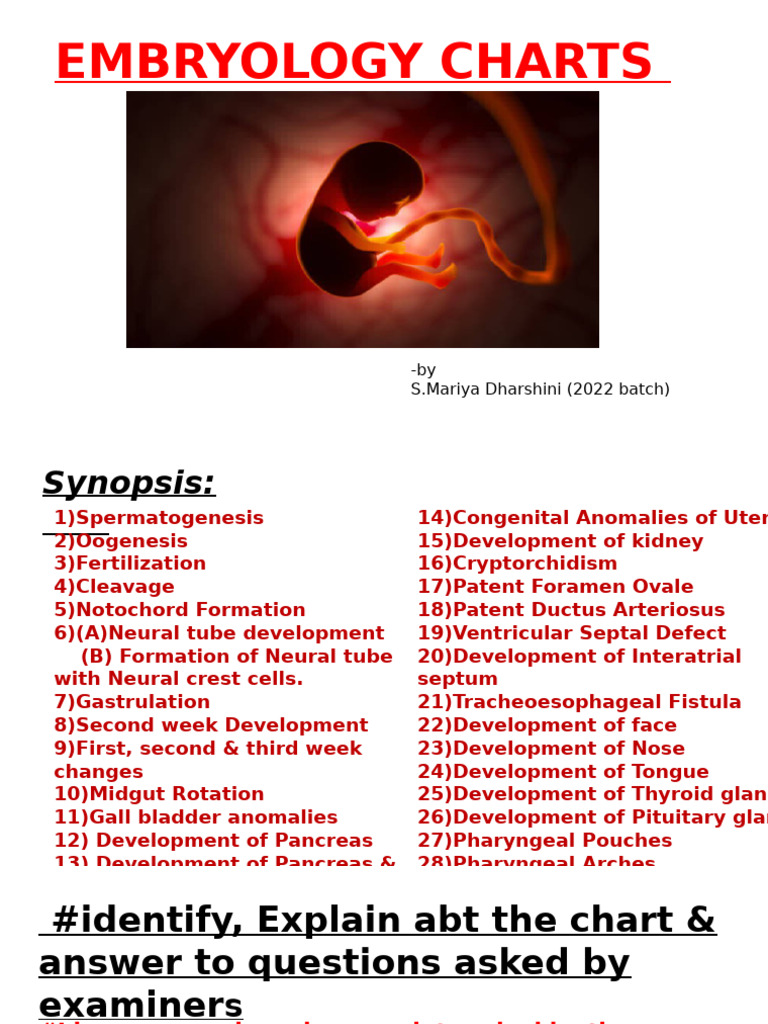 Embryology Charts With Answers | PDF | Morphology (Biology ...