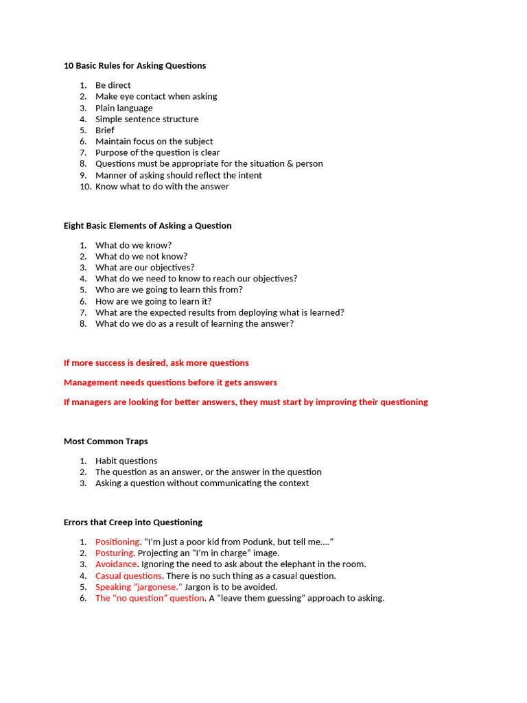 Mastering the Art of Asking Questions | PDF | Question | Body Language