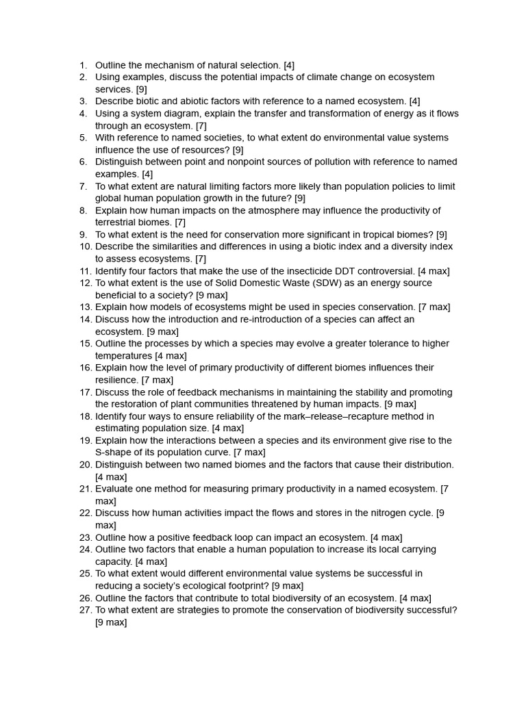 ESS P2 Section B Questions+Answers 2020-2023 | PDF | Ecosystem ...