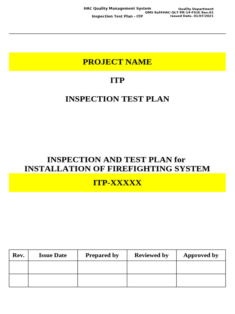 Firefighting System Inspection Test Plan | PDF | Specification ...