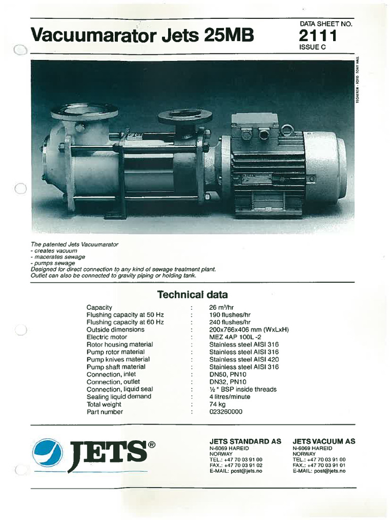 Jets Vacuumarator Pump | PDF