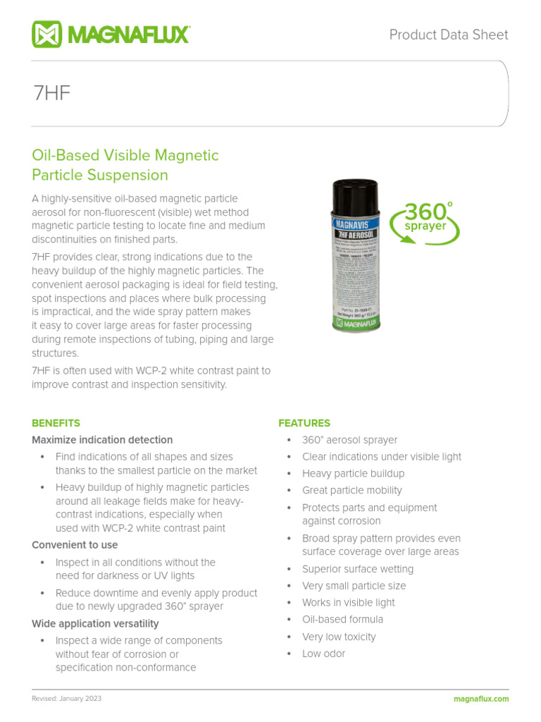 7HF Product Data Sheet English | PDF | Aerosol | Paint